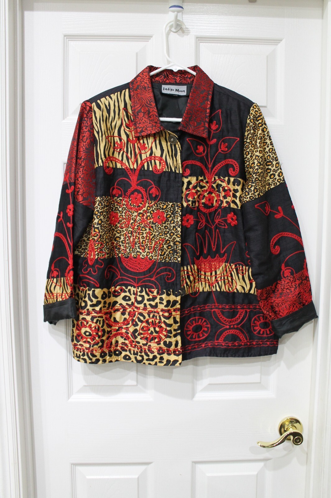 Indigo Moon Embroidered Jacket, red and black - Gem