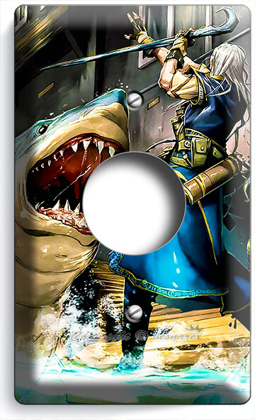 FIGHTING GREAT WHITE SHARK OLD SHIP LIGHT SWITCH OUTLET WALL PLATE ROOM ...