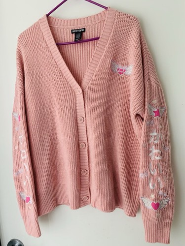 Hot Topic Pink Button Front Sailor Moon Cardigan Sz MD Angel Wings ...