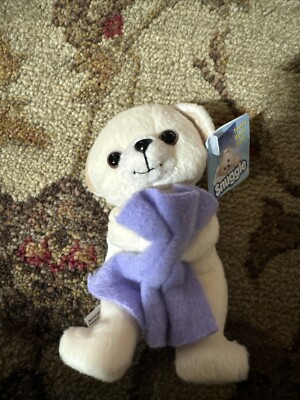 Vtg W/Tag Snuggle Softener Teeny Bean Bear Plush 5" Purple Mini 2000 ...