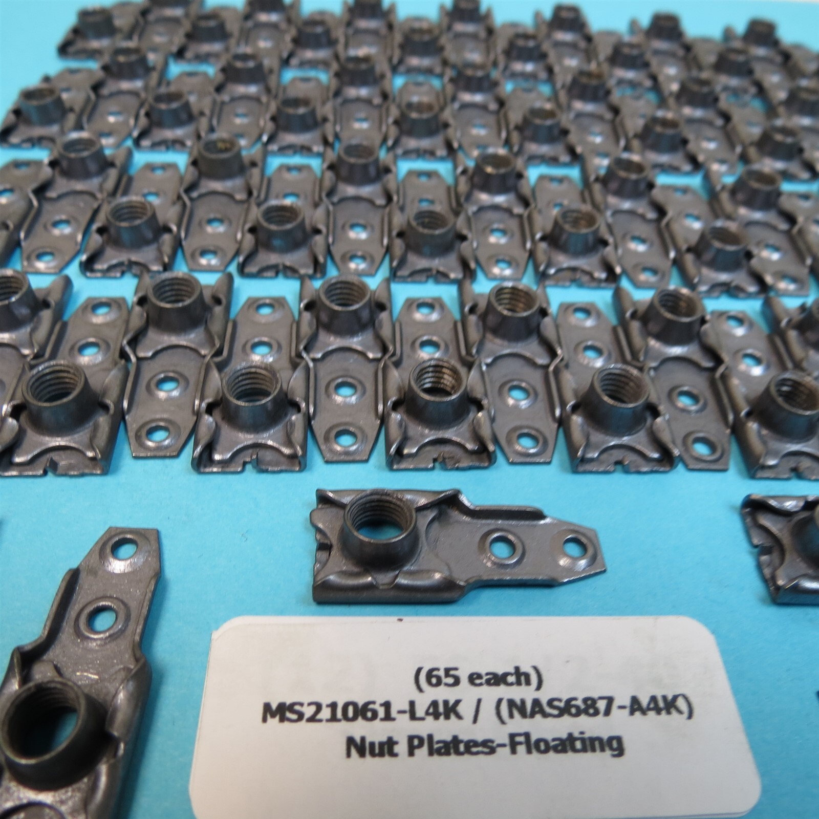(65) NAS687A4K / MS21061L4K Nutplates 1/4-28 Single Lug Floating C/S ...