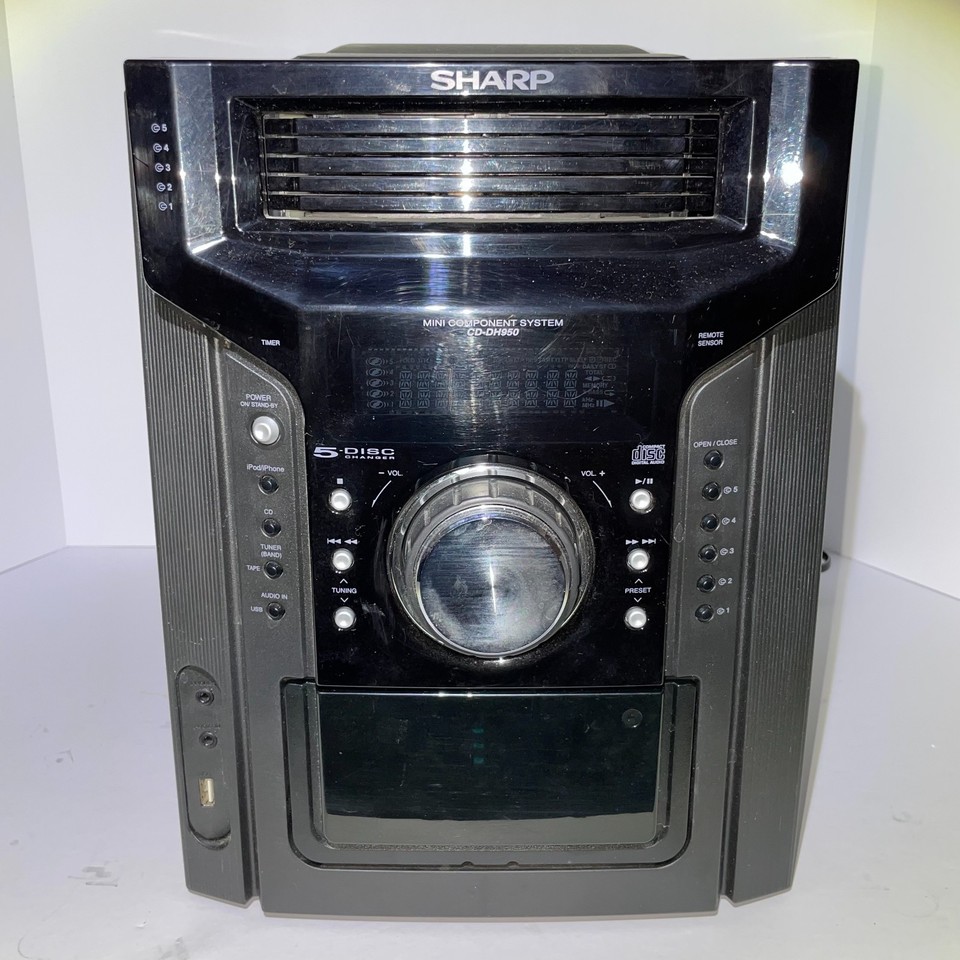 Sharp Mini Component System Model CD-DH950P Black 70W 5 CD iPod Radio ...