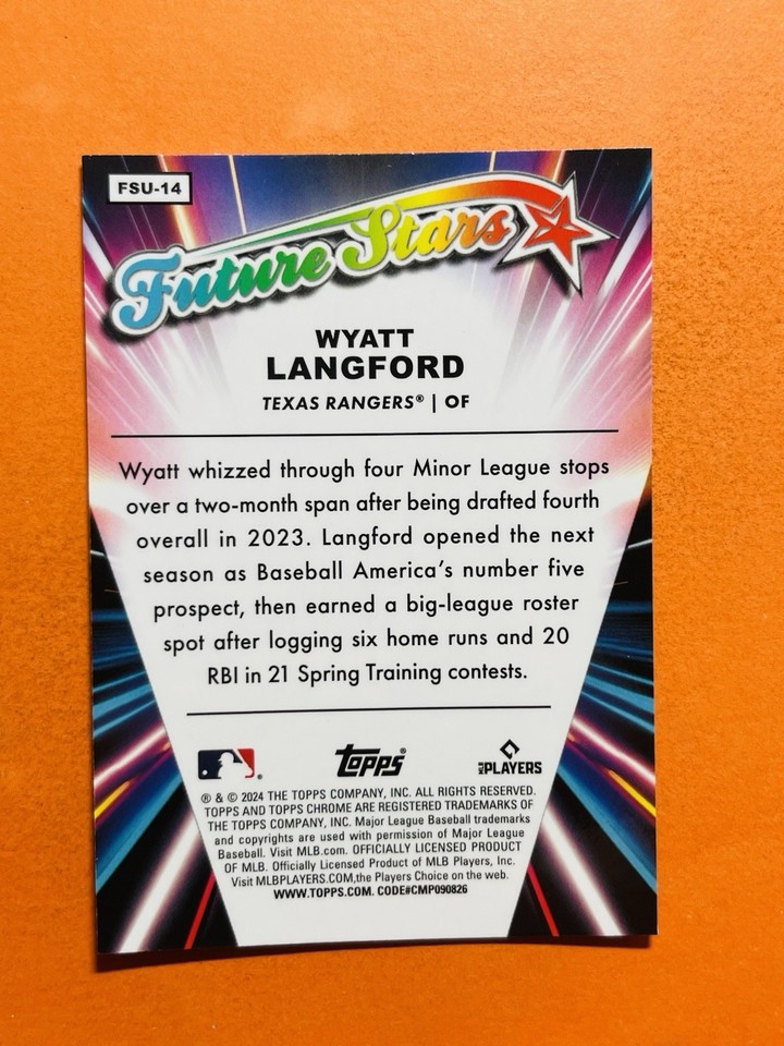 2024 Topps Chrome Update Future Stars Wyatt Langford #FSU-14 Rookie ...