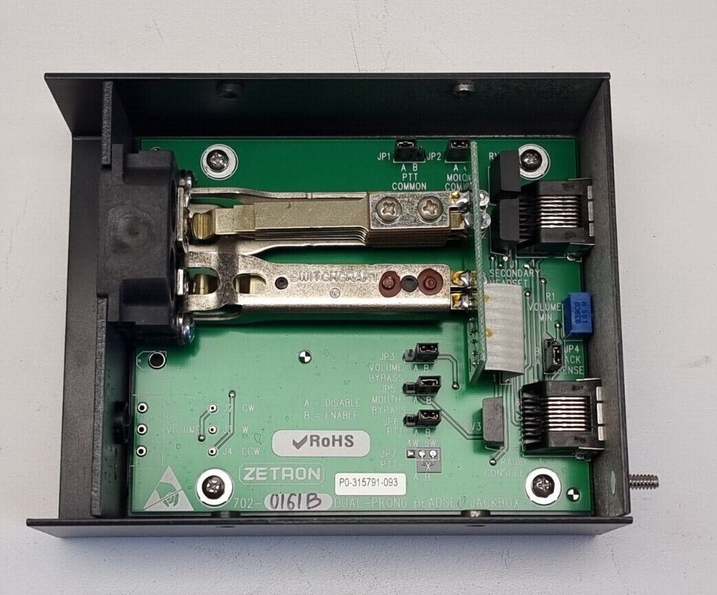 Zetron Dual Prong Headset Dispatch Jackbox Without Volume Control - 950 ...