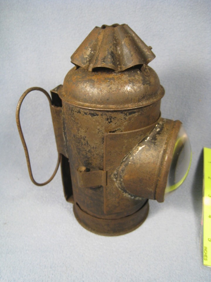ANTIQUE VINTAGE Bullseye Torch Police Oil Lantern Flashlight 1883 Pat ...