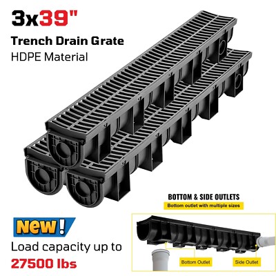 3Pk Drainage Trench Driveway Channel Drain System Plastic Grate for ...