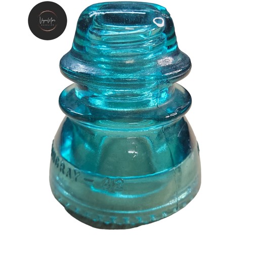 Blue Aqua Hemingray 42 Glass Insulator Made USA Decoration Air Bubbles ...