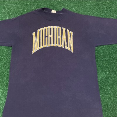 VTG 80s 90s University Of Michigan Arch Spell Out Logo Vintage Shirt ...