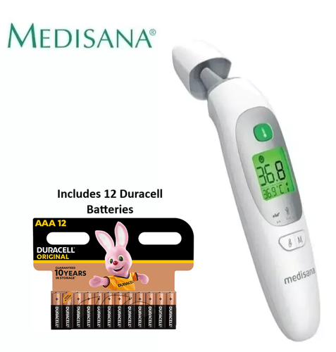 Medisana 2 in 1 Infrared Thermometer For Adult Kids Baby + 12 Duracell ...