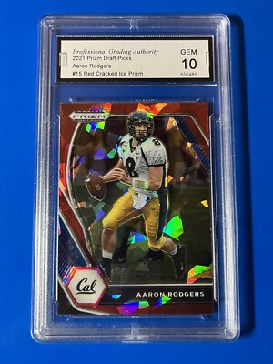 2021 AARON RODGERS PRIZM DRAFT PICKS RED CRACKED ICE PRIZM GEM 10 MINT ...