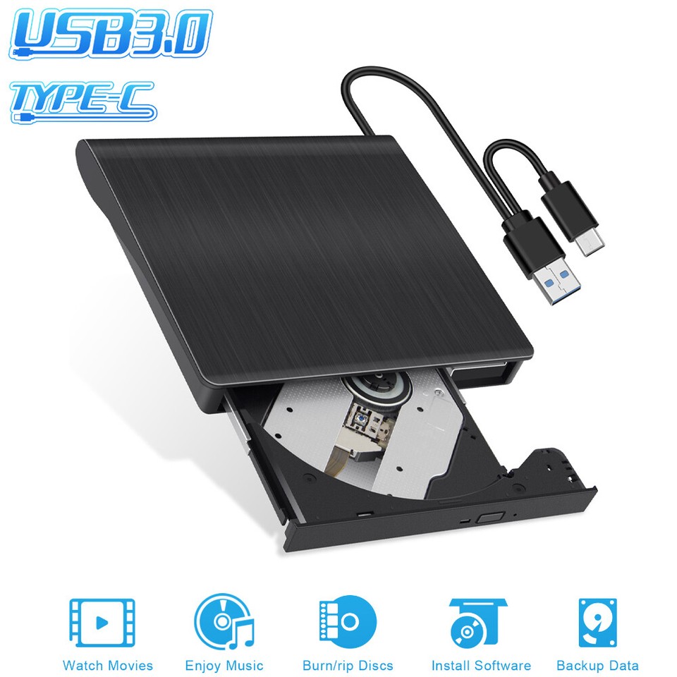 External CD DVD Drive Type-C USB 3.0 Player Disc Burner Reader for ...