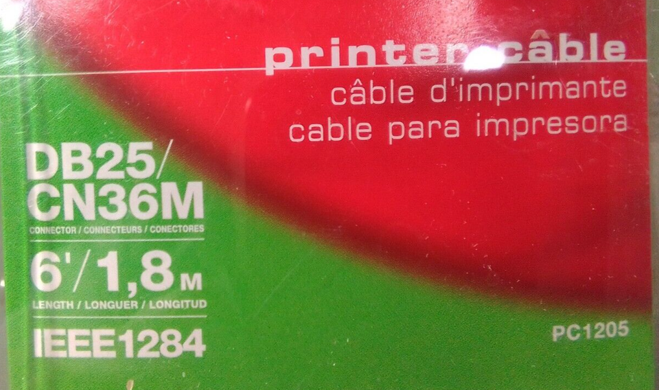 RCA Parallel Printer Cable Bidirectional 6Ft 1.8m DB25 Male CN36 Male ...