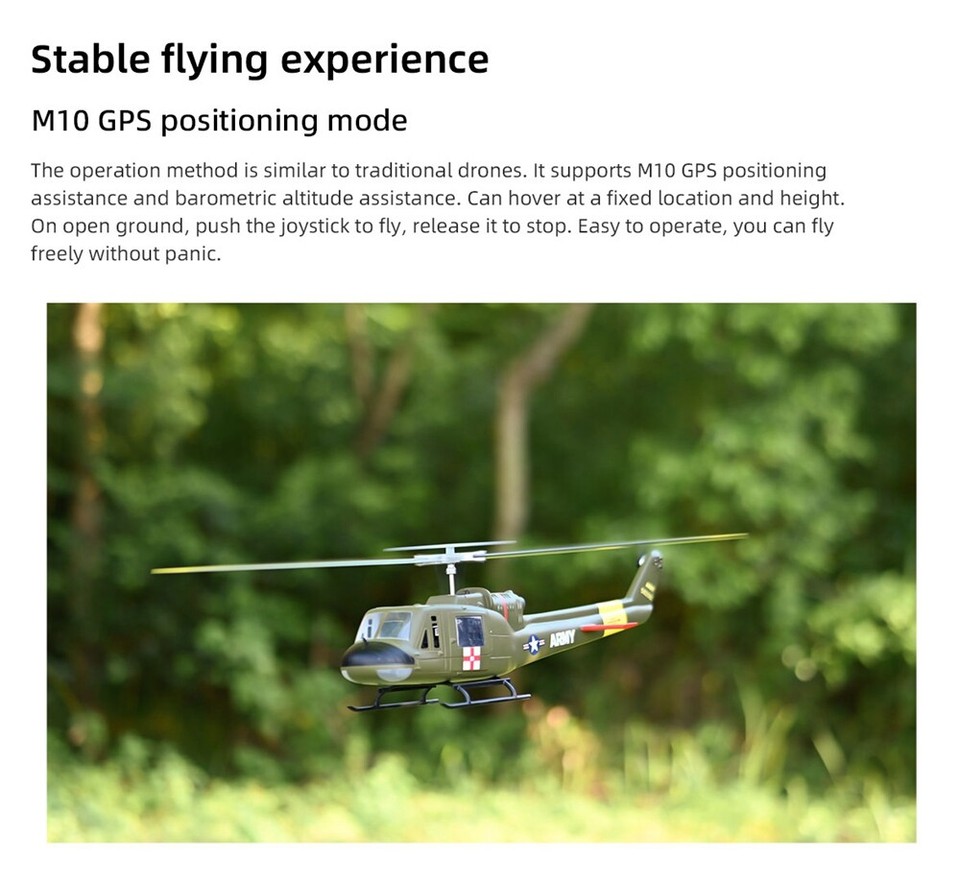 Fly Wing UH-1 V4 10CH M10 GPS 3D Auto Return RC RTF Helicopter US Plug ...