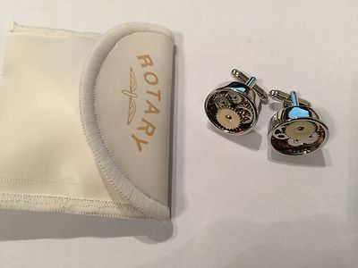 Skeleton Dial Cufflinks -Gold,Rose Gold & Rhodium Plated + Free Rotary ...