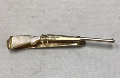 Vintage Anson tie bar rifle design with mother of pearl stock gold ...