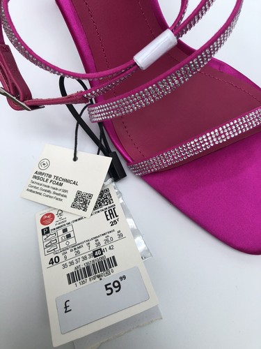Zara Sandales Talon Haut avec Strass Bretelles Taille UK7 EUR40 US9 Ref ...