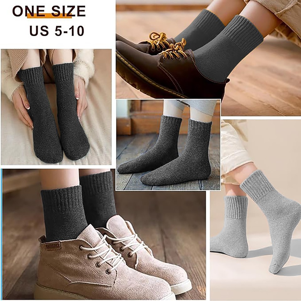 3 Pairs Womens Winter Warm Thermal Lambs Wool Merino Heavy Duty Boot ...