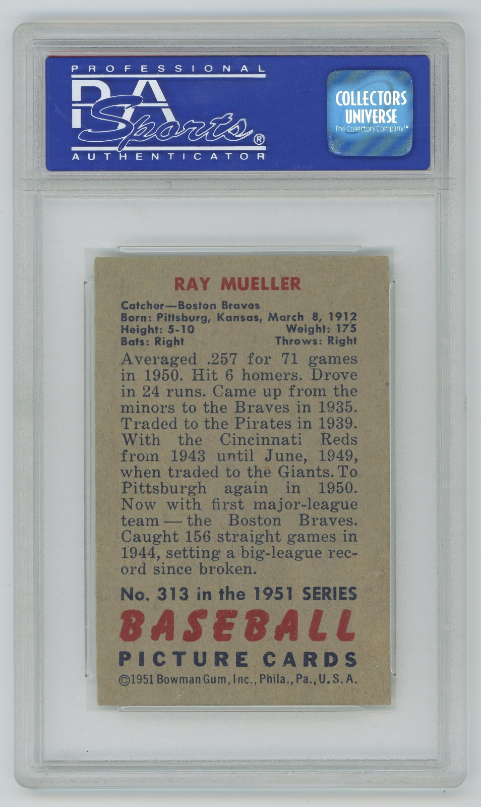 1951 Bowman - #313 Ray Mueller (RC) for sale online | eBay