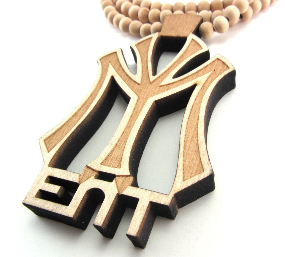 WOODEN LIL WAYNE YOUNG MONEY ENT. PENDANT PIECE CHAIN NECKLACE GOOD HIP ...