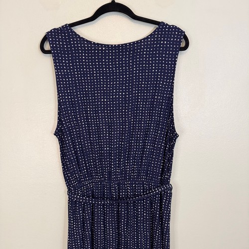 Gilli Maxi Dress Plus 2X Blue White Polka Dot Tie Waist Sleeveless Cowl ...