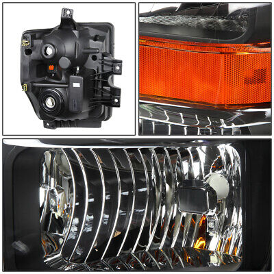 FOR 08-10 SUPERDUTY BLACK AMBER HEADLIGHT+TURN SIGNAL LAMP+CHROME OE ...