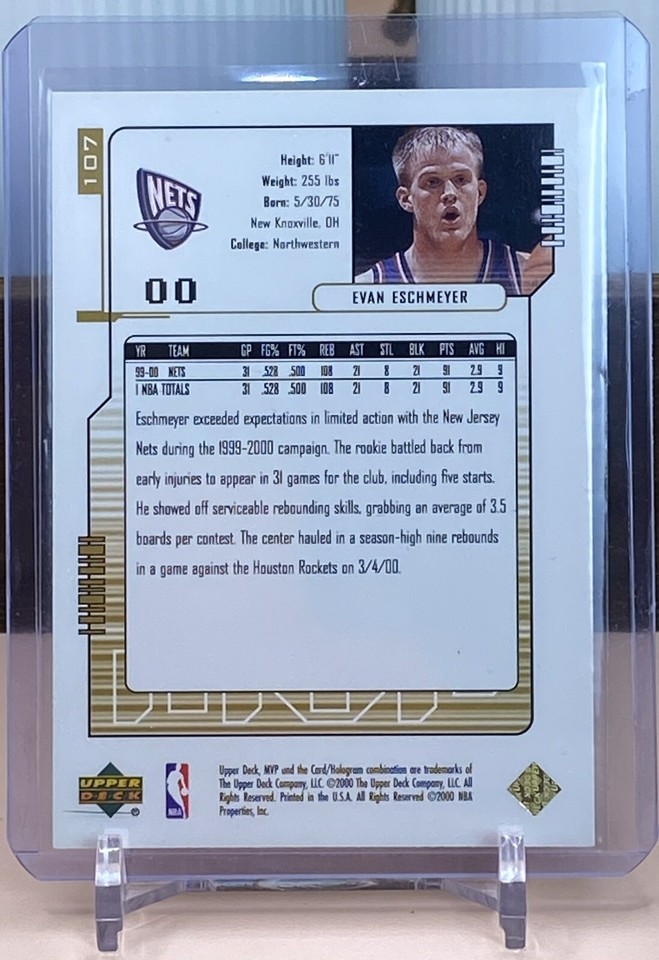 2000-01 Upper Deck MVP Evan Eschmeyer Gold Script Basketball Card 017/ ...
