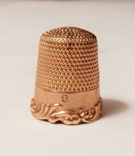 Vintage Solid 10K Yellow Gold Sewing Size 8 Thimble Ornate Base | eBay