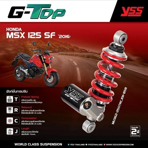 YSS G-TOP REAR SHOCK SUSPENSION FOR HONDA MSX GROM 125 OG SF 2012-2025 ...