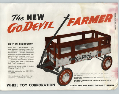 1947 PAPER AD The Go Devil Farmer Sake Coaster wagon Wheel Toy Corp | eBay