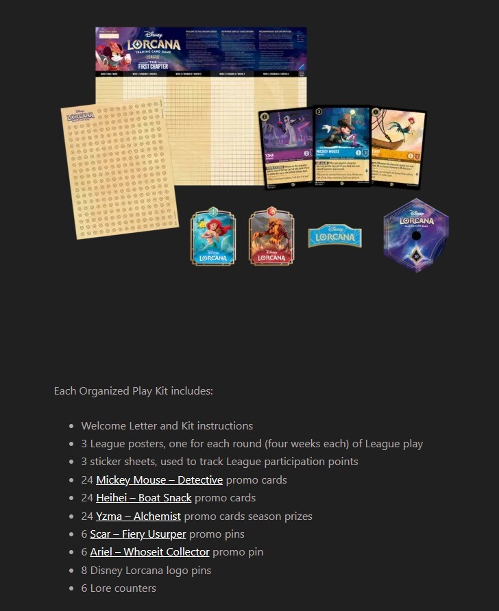 Disney Lorcana First Chapter Sealed Organized Play Kit 1st Printing 1st ...