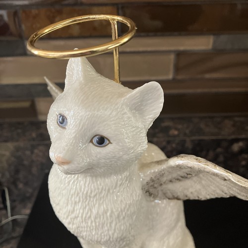 Lenox White Cat Porcelain Face Of An Angel Figurine With Wings & Halo ...