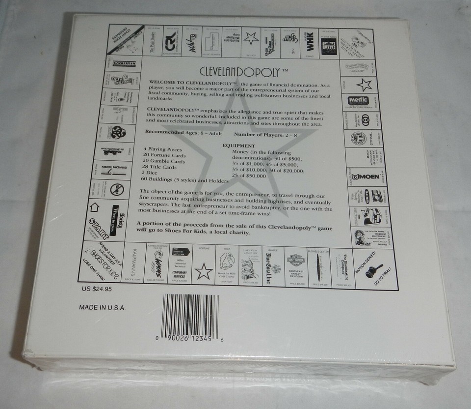 NIB ClevelandOpoly Cleveland Ohio Deluxe Edition Monopoly Style Board ...