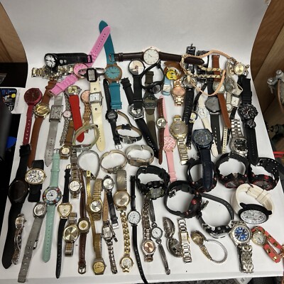 Lot of 75 Men & Womens Brand Name Watch Lot Quartz Analog Vintage And ...