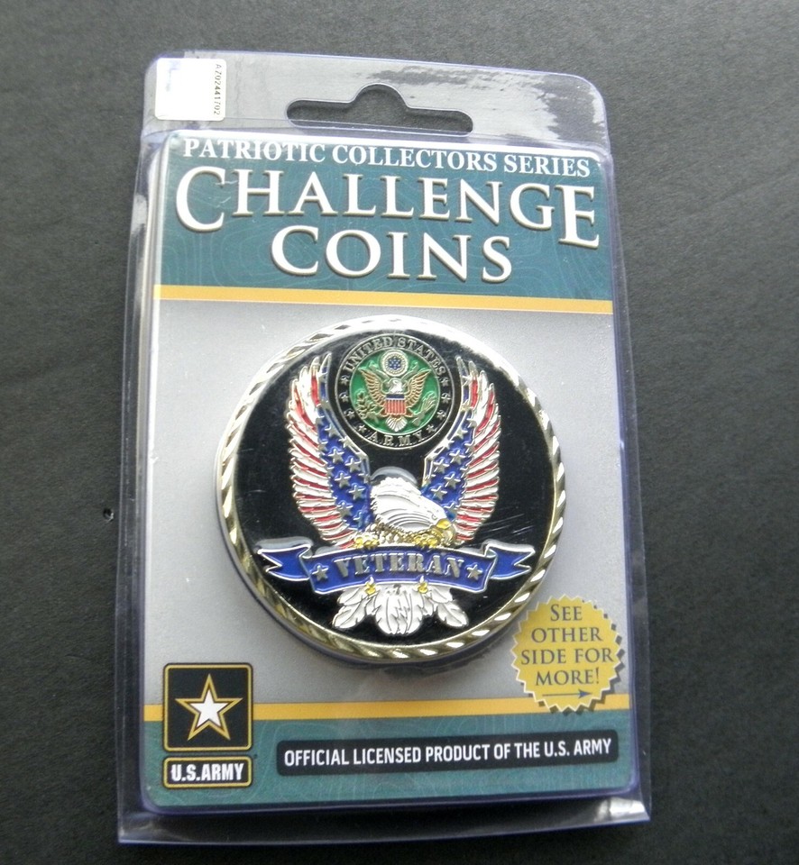 ARMY VETERAN EMBOSSED PATRIOTIC SERIES CHALLENGE COIN 1.75 INCHES NEW ...