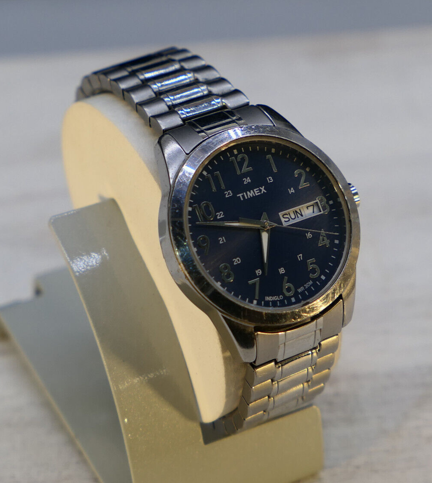 Timex Expansion T2M933 Men's Silver 12-Hour Dial Stainless Steel Wrist ...