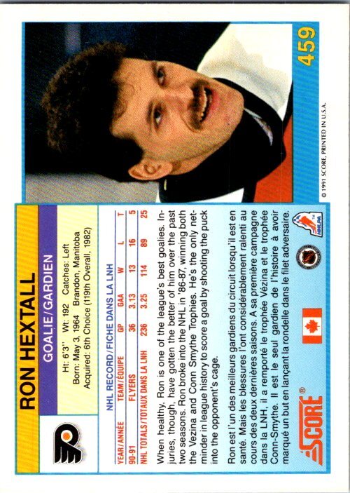 1991-92 Score Canadian Bilingual #459 Ron Hextall | eBay