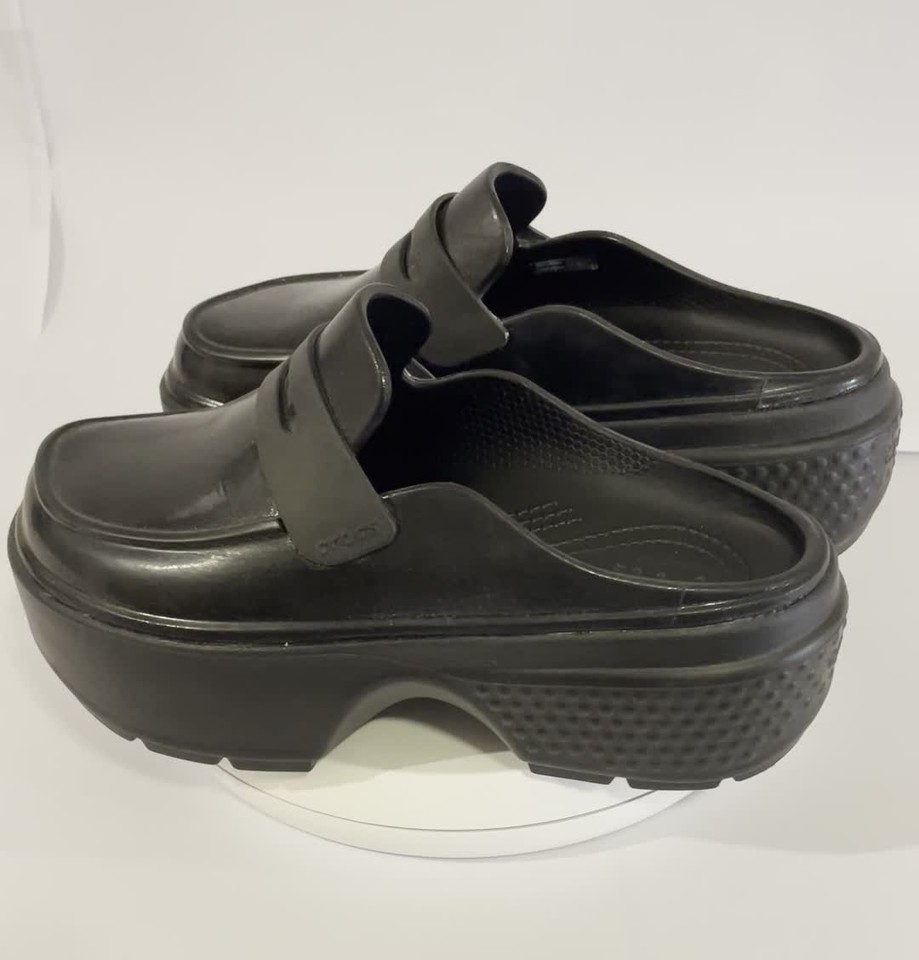 Crocs Comfort Unisex Black Stomp Platform Clogs Backless Slip On Men 6 ...