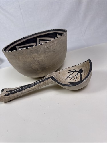 Rare Vintage Anasazi “Ancient Ones” Style Flaming Desert Bowl & Spoon ...