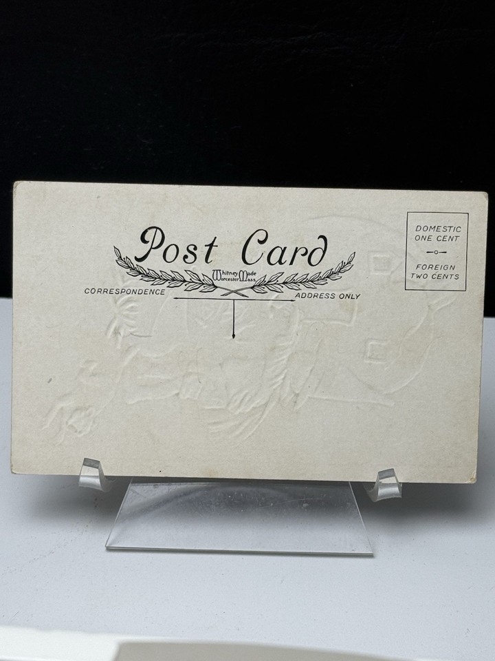 Vintage Whiteney Made Halloween Postcard Bats Cauldron JOL House Cat ...