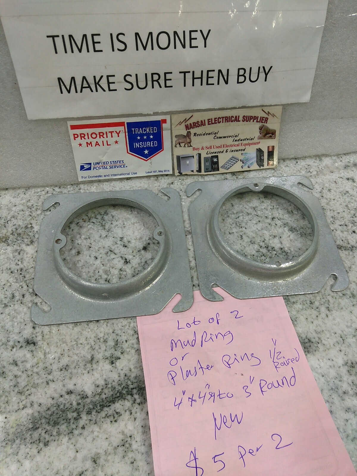 LOT OF 2 PLASTER RING MUD RING 4 X4 SQUARE TO 3 ROUND 1 2 RAISED lot-of-2-plaster-ring-mud-ring-4-x4-square-to-3-round-1-2-raised