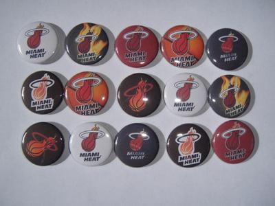 15 Miami Heat flat back buttons or pin badge cabochons embellishments ...