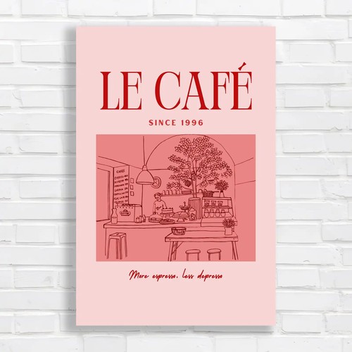Cozy Vintage Cafe Scene Red Canvas Print Large Picture Wall Art | eBay UK