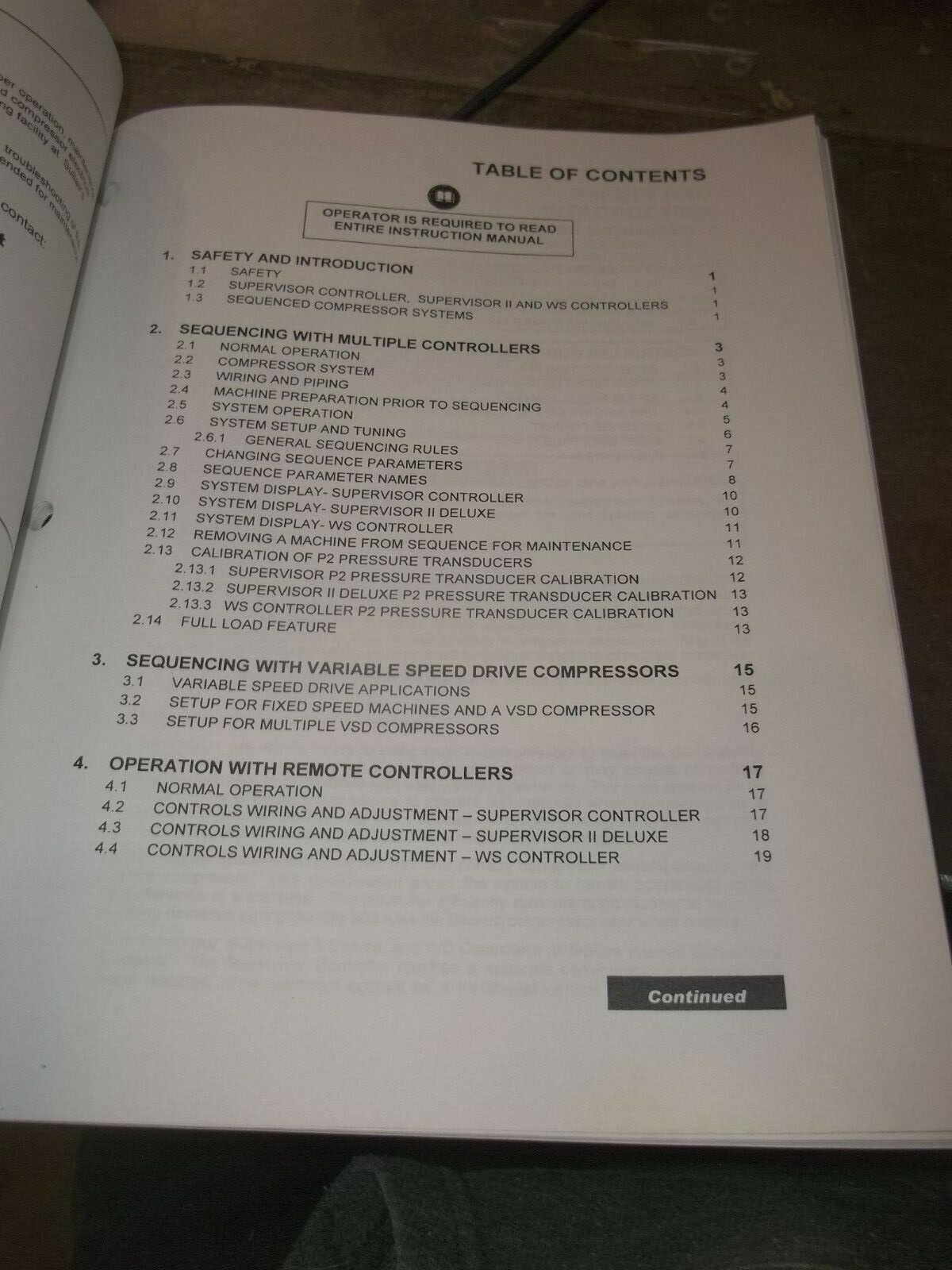 SULLAIR 02250161-162 INSTRUCTION MANUAL SUPERVISOR WS CONTROLLER (O5 ...