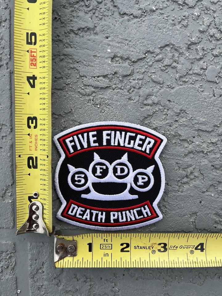 Five Finger Death Punch Iron on Patch 5FDP Red White Black Embroidered ...