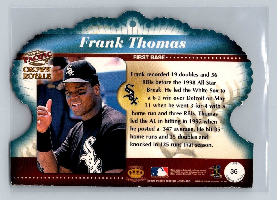 1998 Pacific Crown Royale Die-Cut Card #36 Frank Thomas HOF Chicago ...