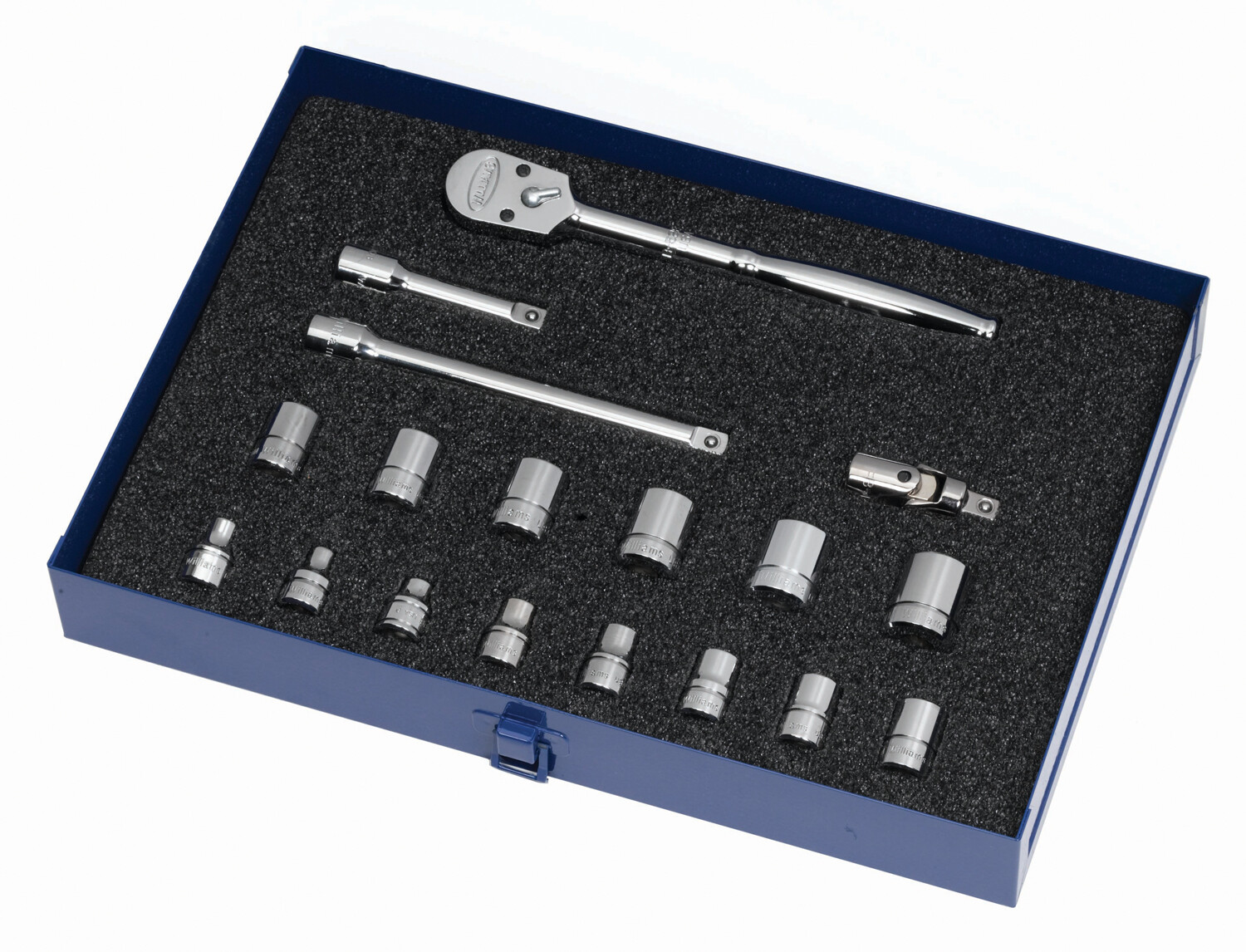 18pc 6-19mm 3/8" Drive 6 Point Shallow Chrome Socket&Drive Tool Set ...