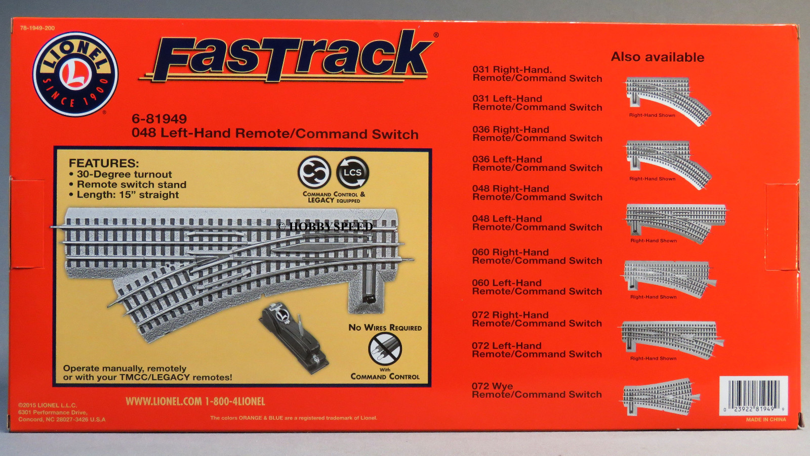 LIONEL FASTRACK 048 REMOTE/COMMAND SWITCH LEFT HAND o gauge train 6 ...