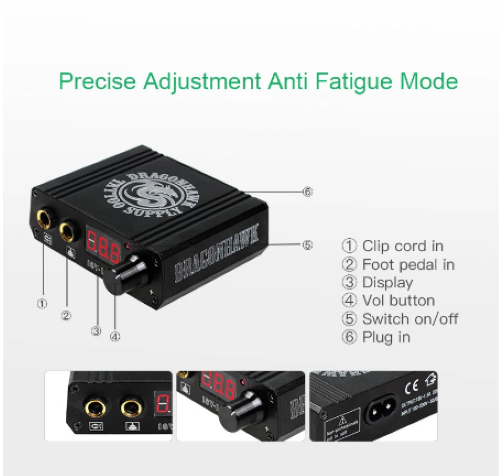 Dragonhawk Coils Tattoo Machines Kit Complete Power Supplies Body Arts ...