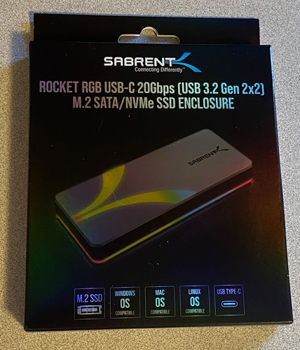 Sabrent Rocket RGB USB 3.2 Gen 2x2 M.2 SATA/NVMe SSD Enclosure New ...