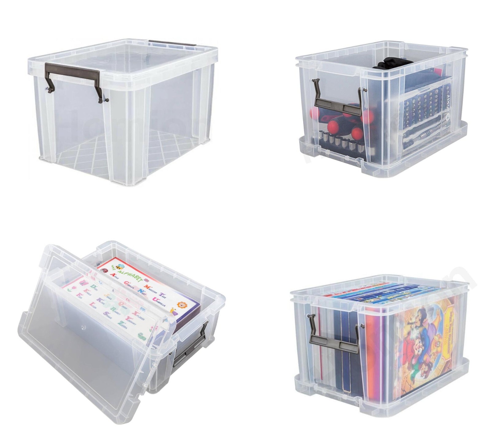 5 Litre Clear Plastic Storage Box Stackable Space Saving Container Clip ...
